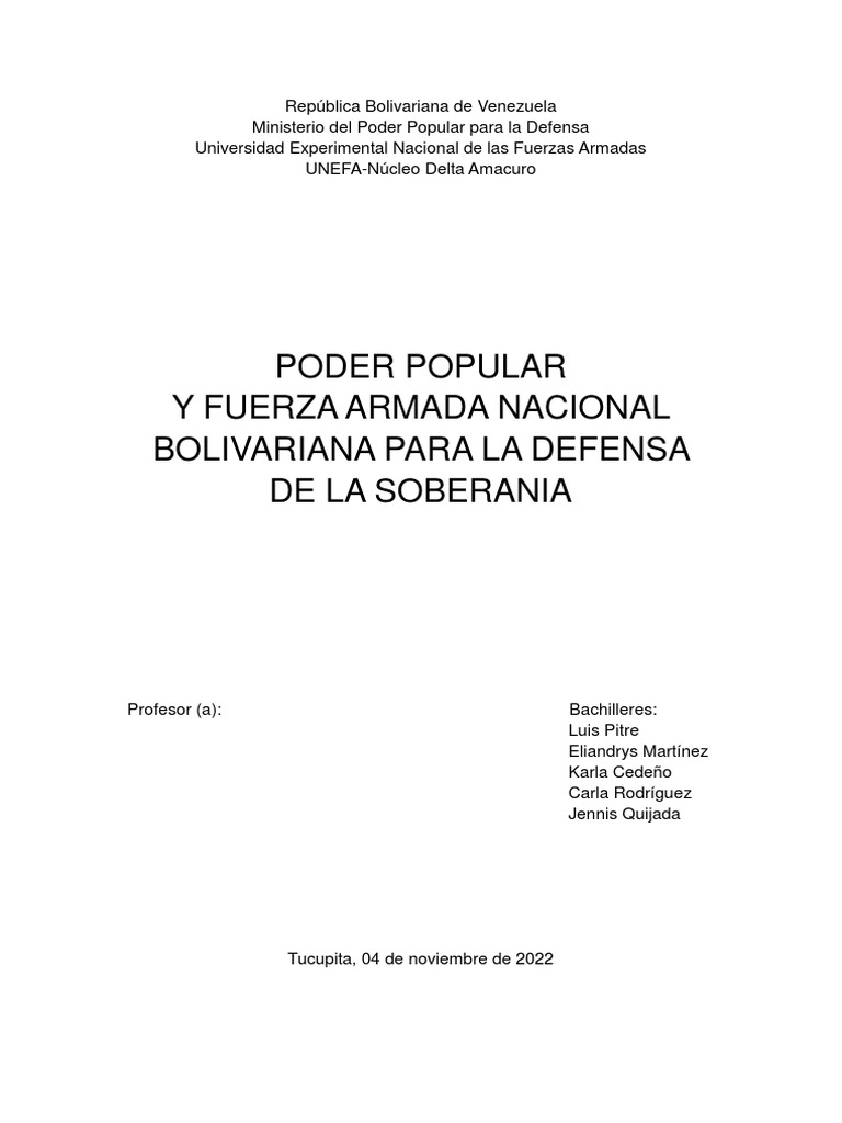Poder Popular y Defensa en Venezuela | PDF | Ministerio (Departamento ...