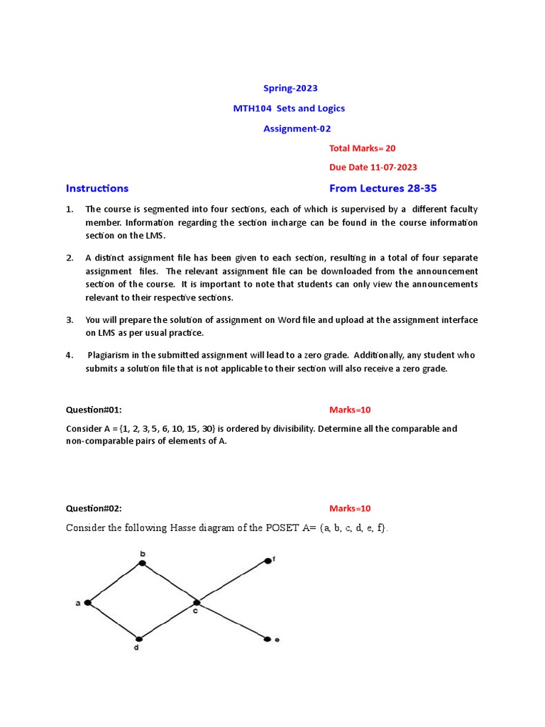 MTH104 Assignment 02: Sets & Logics | PDF