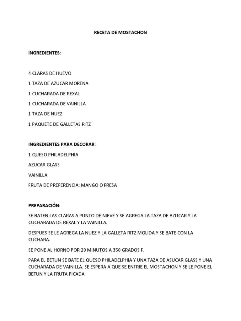 Receta de Mostachon | PDF