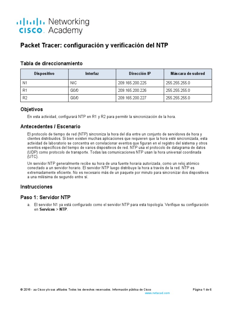 10.3.4 Packet Tracer - Configure and Verify NTP | PDF