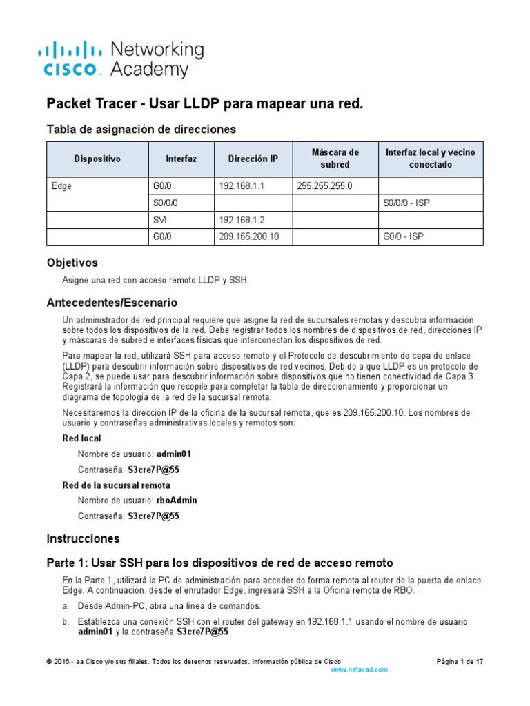 10.2.6 Packet Tracer - Use LLDP To Map A Network | PDF | Enrutador ...