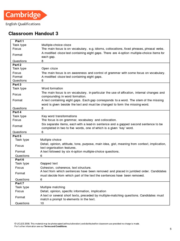 Cambridge-English-B2-First-Reading-Overview - Handout 3 | PDF Cambridge-English-B2-First-Reading-Overview - Handout 3 | PDF
