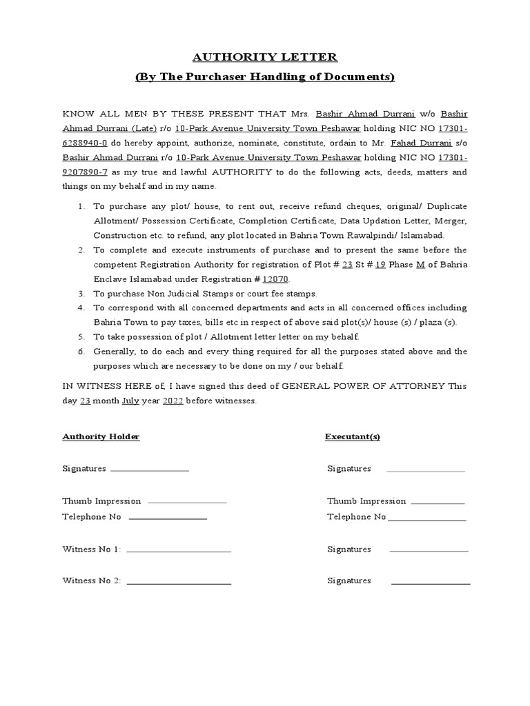 Authority Letter | PDF