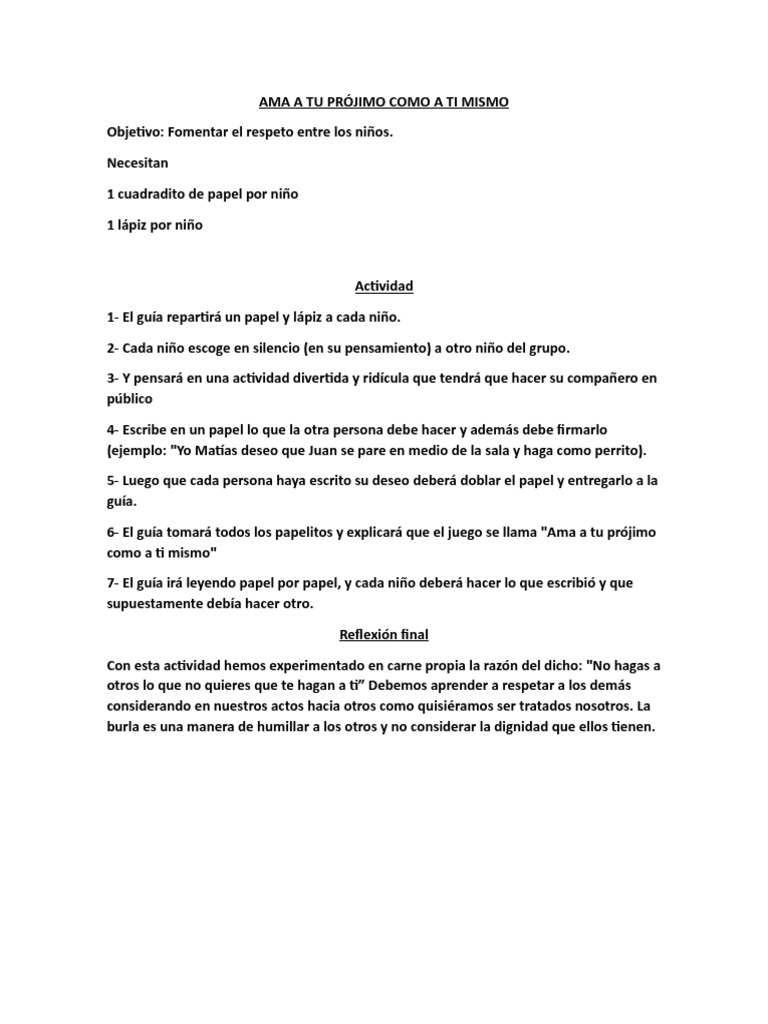 Ama A Tu Projimo Como A Ti Mismo | PDF