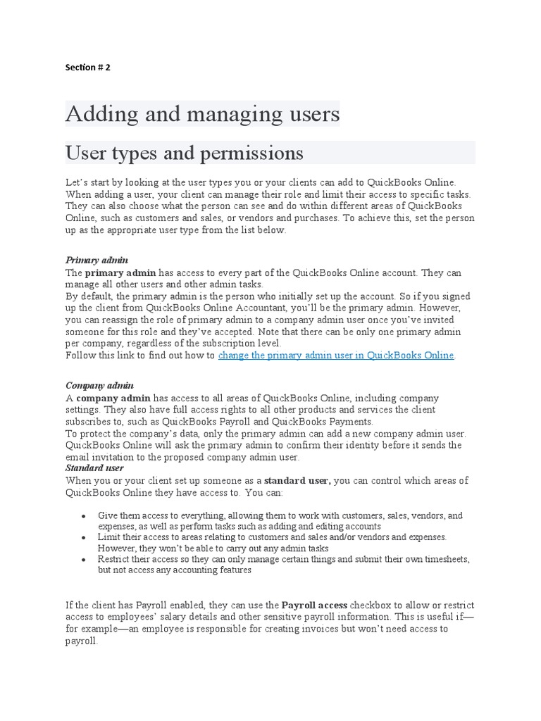 QuickBooks User Management Guide | PDF | Finance & Money Management