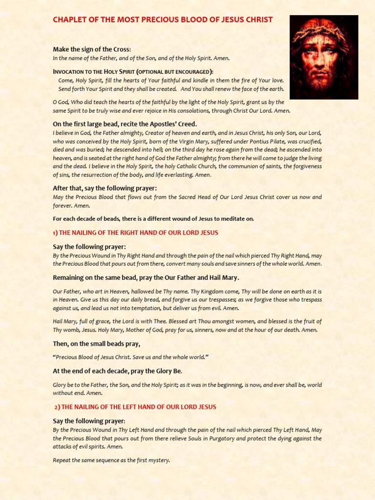Chaplet of the Precious Blood Prayer | PDF | Jesus | Lord's Prayer