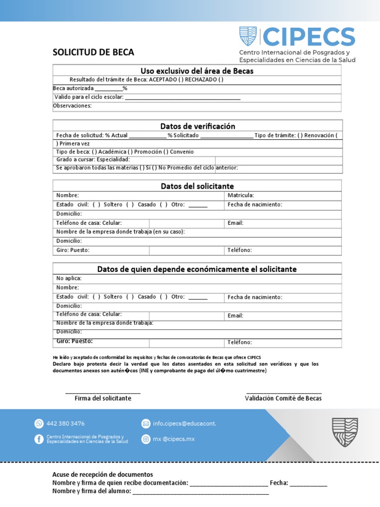 Solicitud Becas Cipecs | PDF