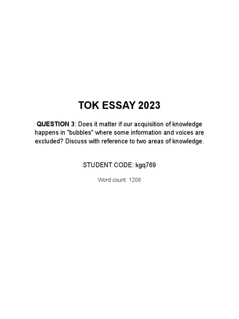 Tok Essay Final | PDF