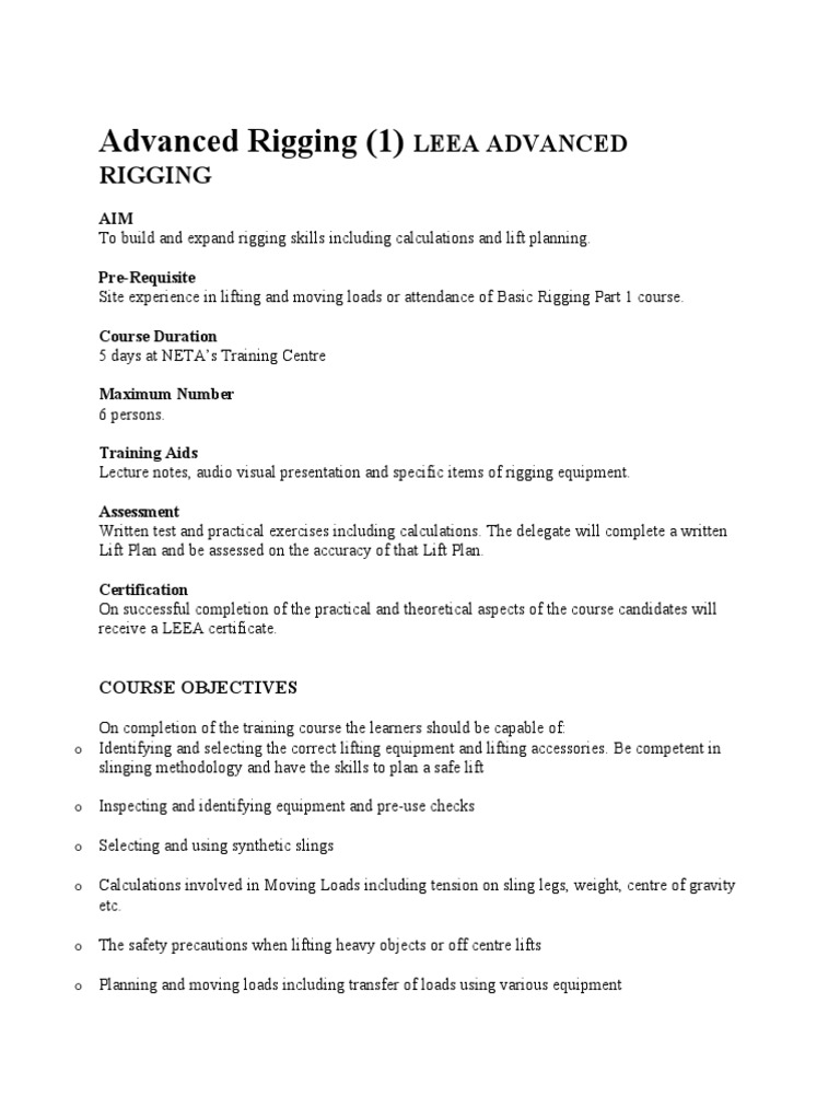 Outline-Advanced Rigging | PDF