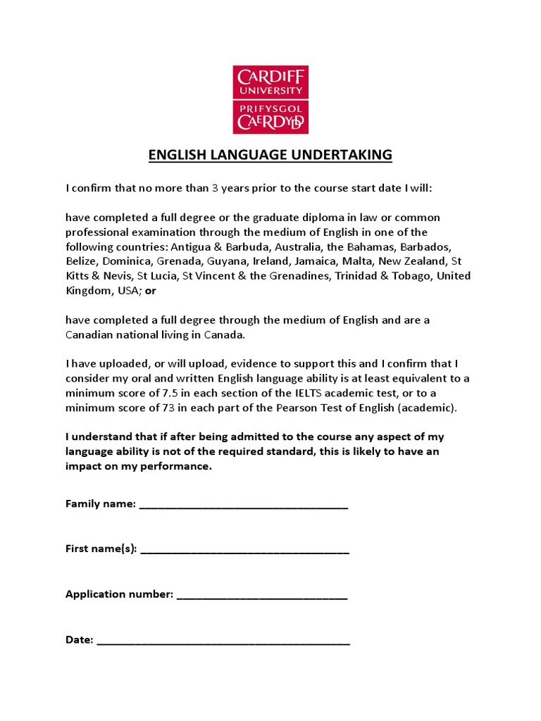 BTC English Language Undertaking | PDF