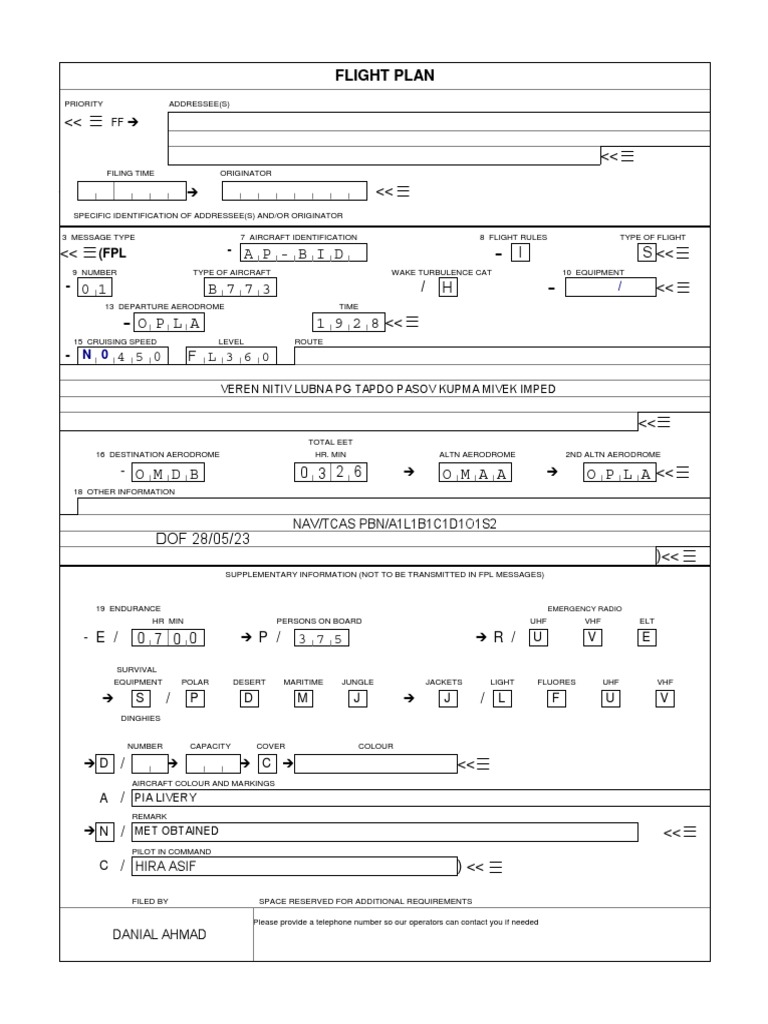 Flight Plan Submission Template | PDF