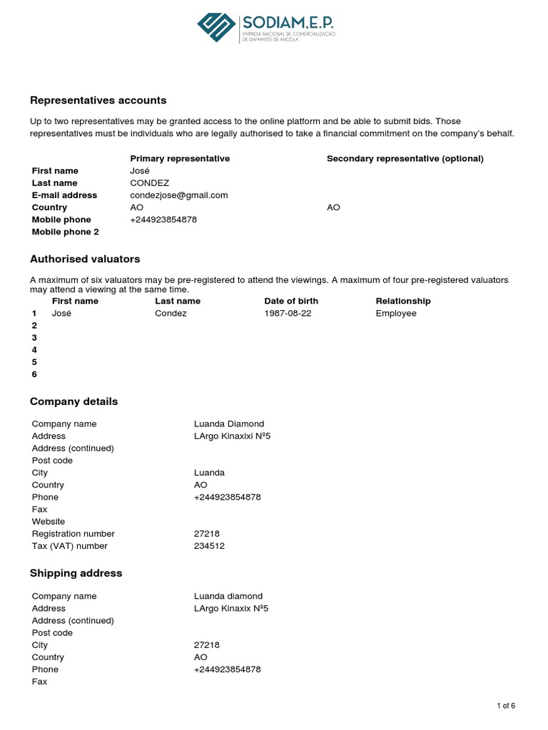 Sodiam Registration Form | PDF