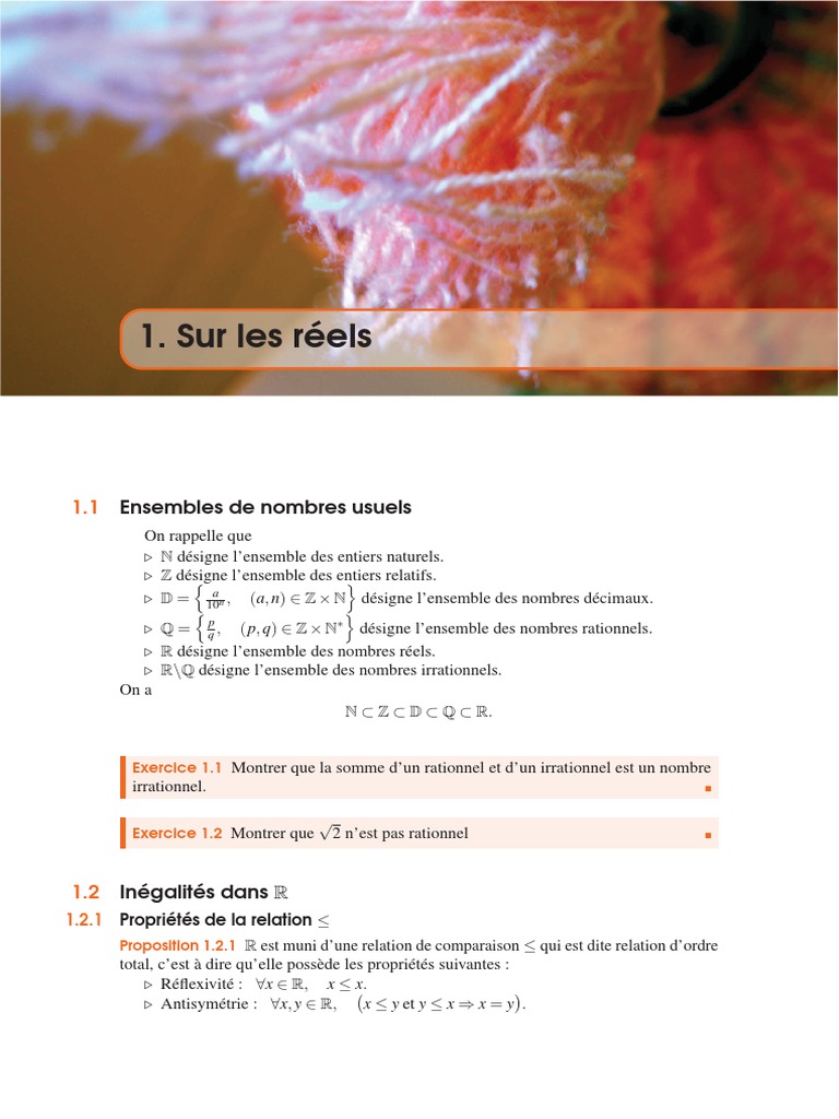 Reels PT VF | PDF | Inclusion (mathématiques) | Nombre rationnel