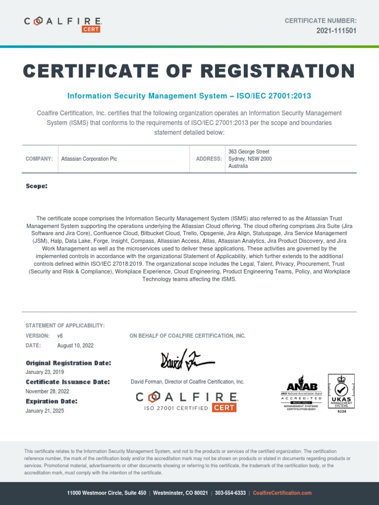 Atlassian ISO Certificate Award - 11.28.2022 | PDF Atlassian ISO Certificate Award - 11.28.2022 | PDF