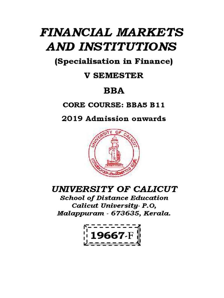 SLM-19667-BBA - Fiancial Markets and Institutions | PDF | Financial ...