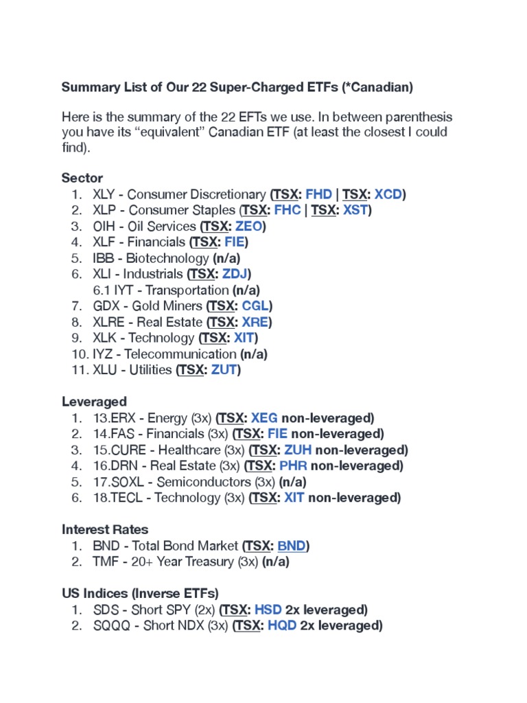 Equivalent Canadian ETFs | PDF