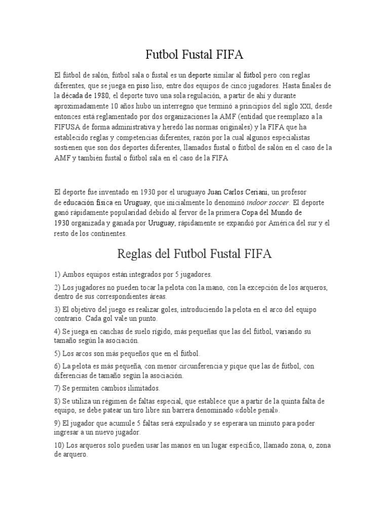 Futbol Fustal FIFA | PDF