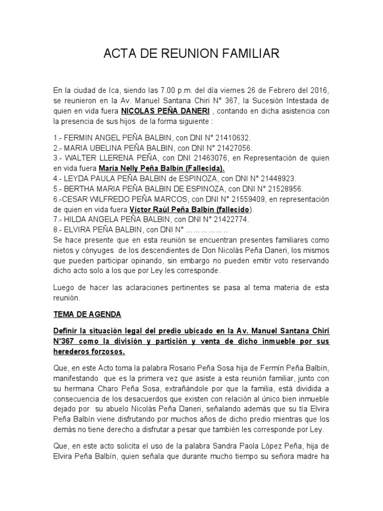 Acta de Reunion Familiar | PDF