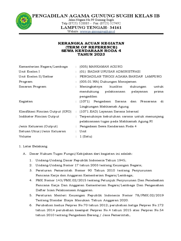 2022 TOR Belanja Modal Peralatan Dan Mesin RY | PDF