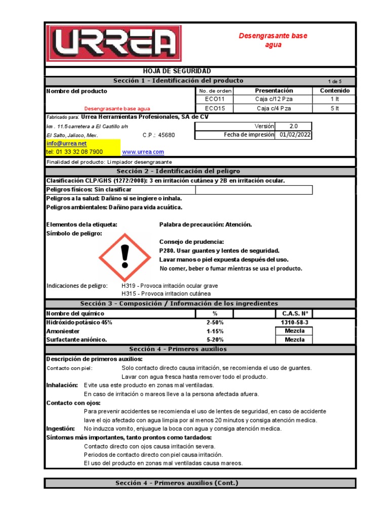 Desengrasante ECO15 ECO11 | PDF