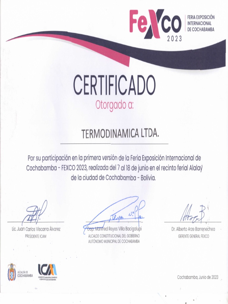 Certificado - Participación Fexco 2023 | PDF