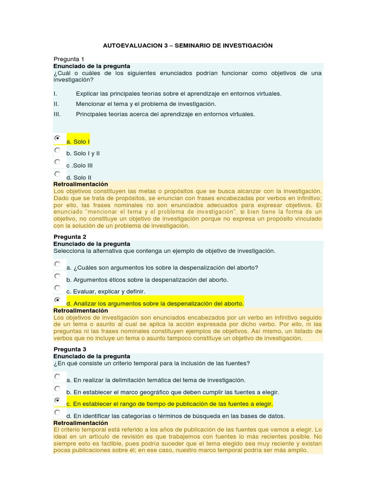 Autoevaluacion 3 - Seminario de Investigación Uc | PDF | Crecimiento personal y profesional
