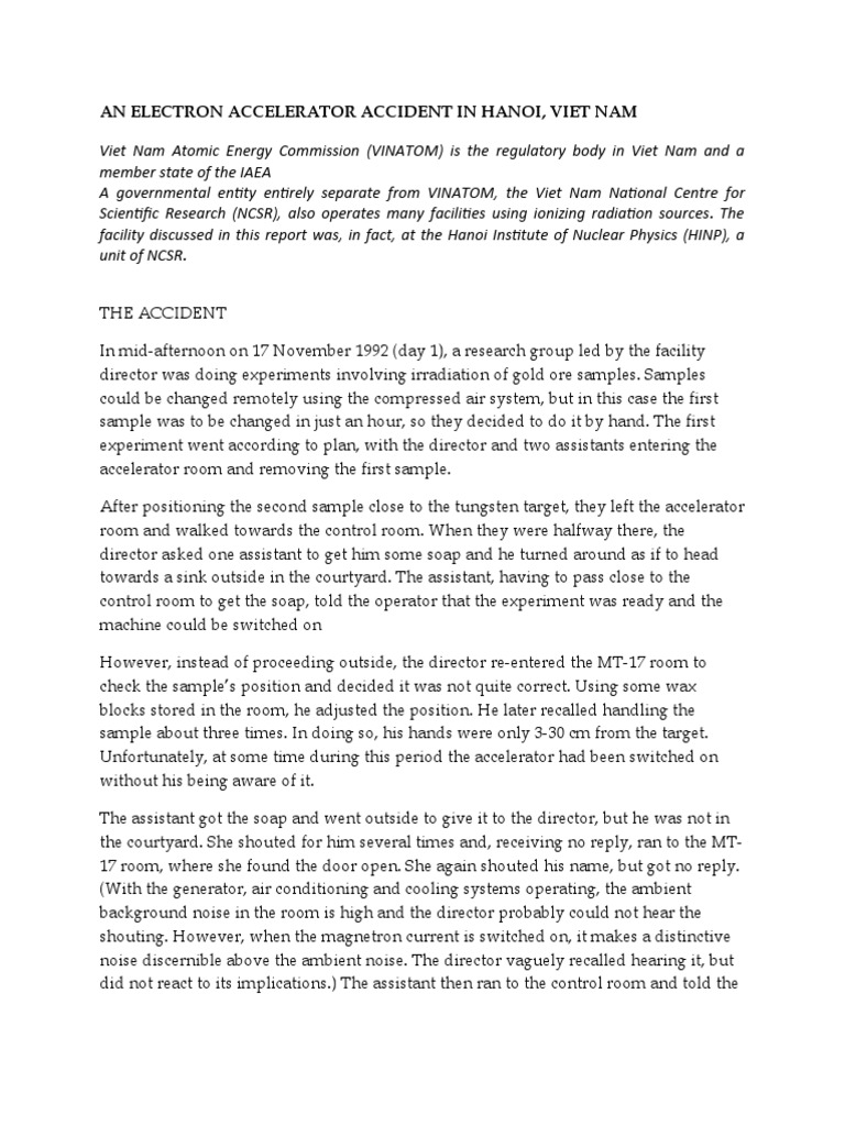An Electron Accelerator Accident in Hanoi | PDF