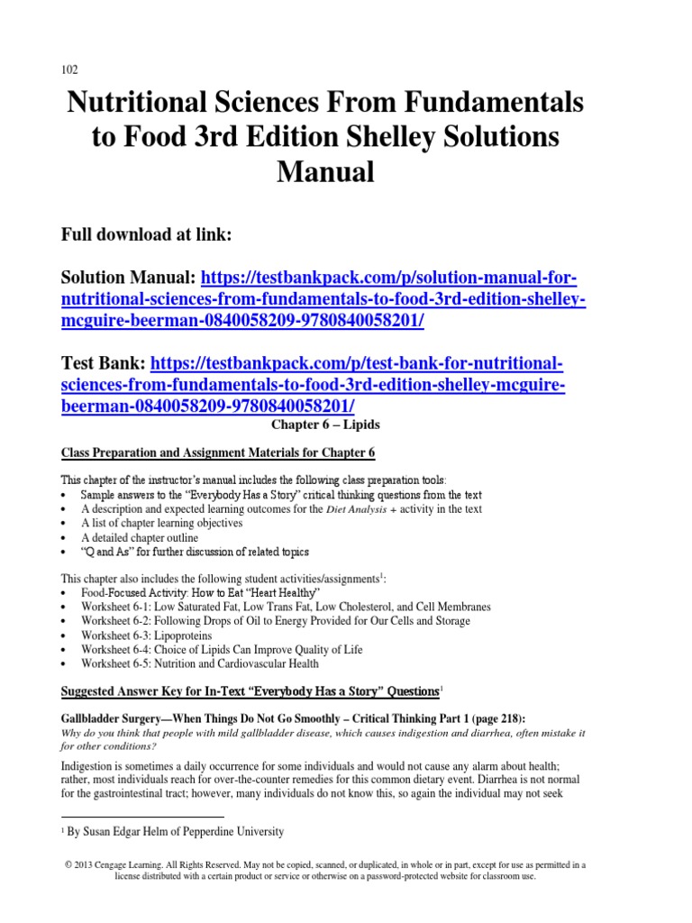 Nutritional Sciences From Fundamentals To Food 3rd Edition Shelley ...