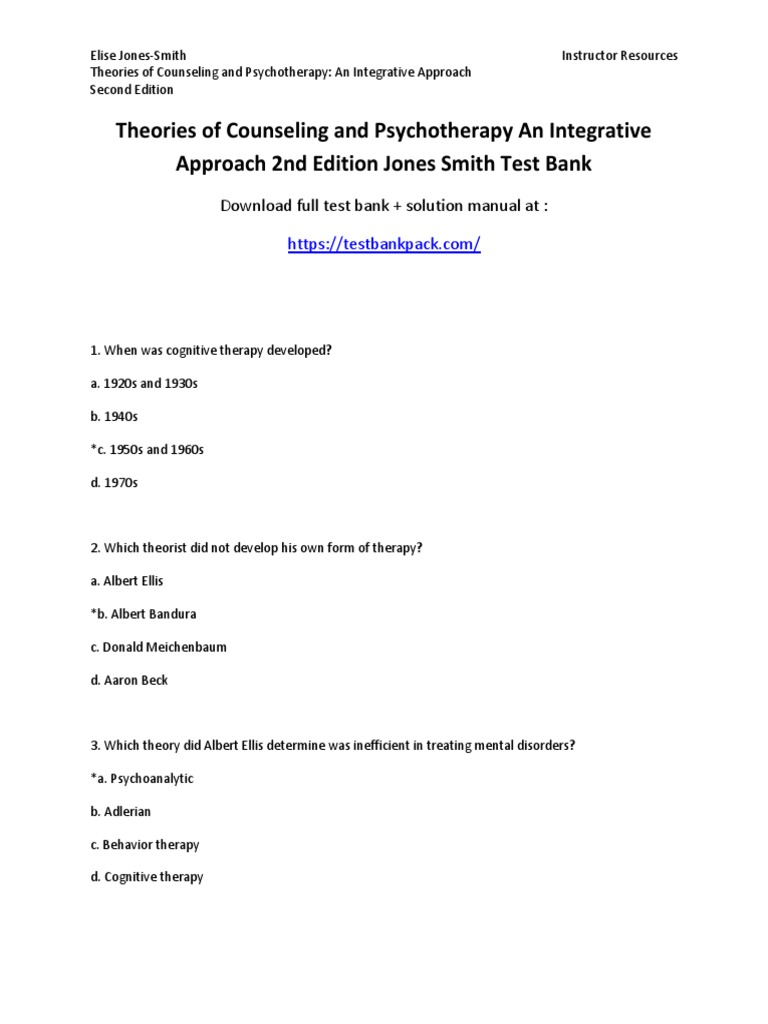 Theories of Counseling and Psychotherapy An Integrative Approach 2nd ...