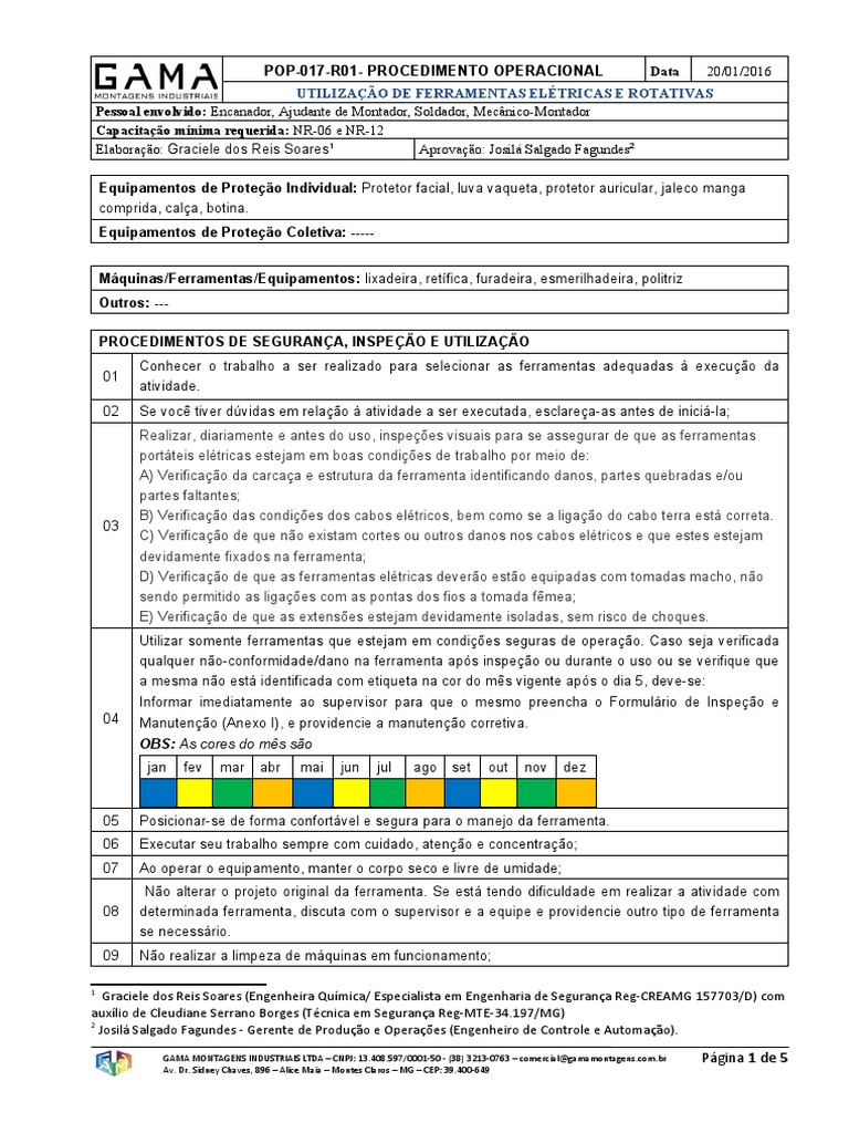 Pop 017 Utilizacao de Ferramentas Eletricas e Rotativas | PDF ...