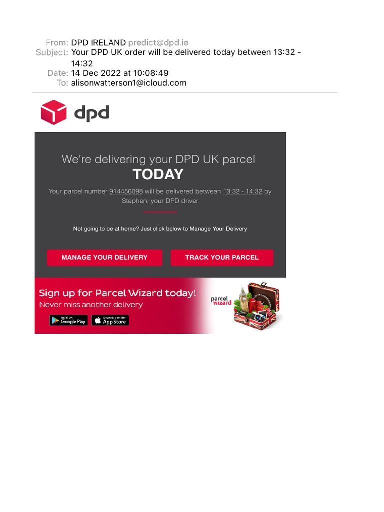 Your DPD UK Order Will Be Delivered Today Between 1332 - 1432 | PDF ...