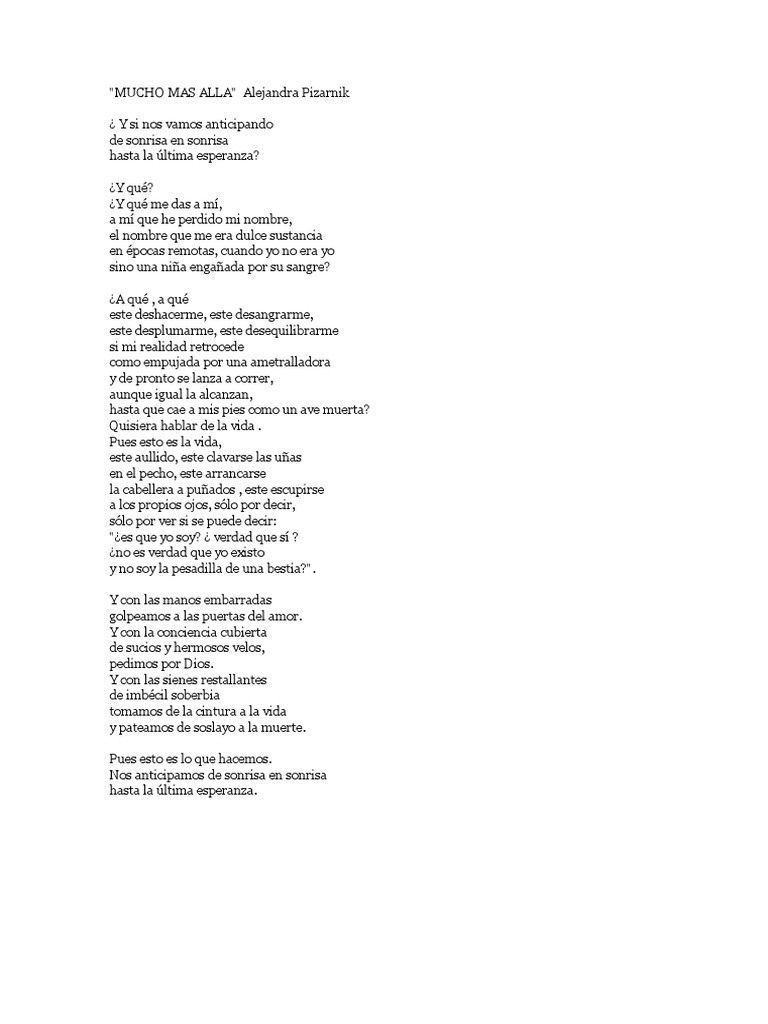 MUCHO MAS ALLA. Alejandra Pizarnik | PDF