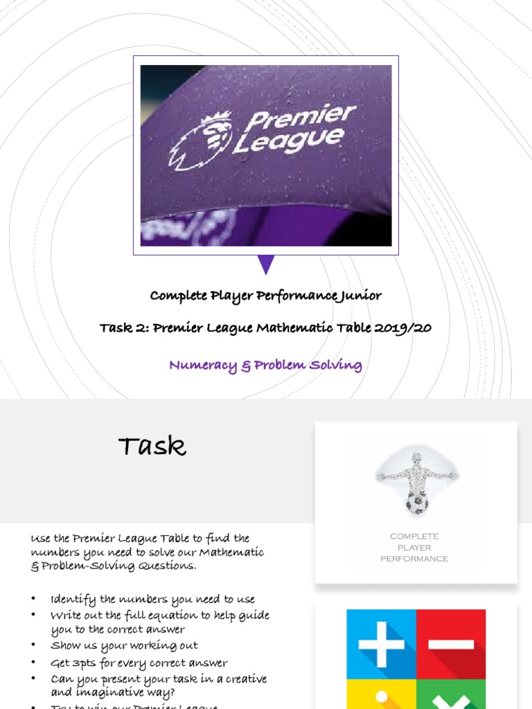 CPP Jnr Task 2 Premier League Maths Table | PDF