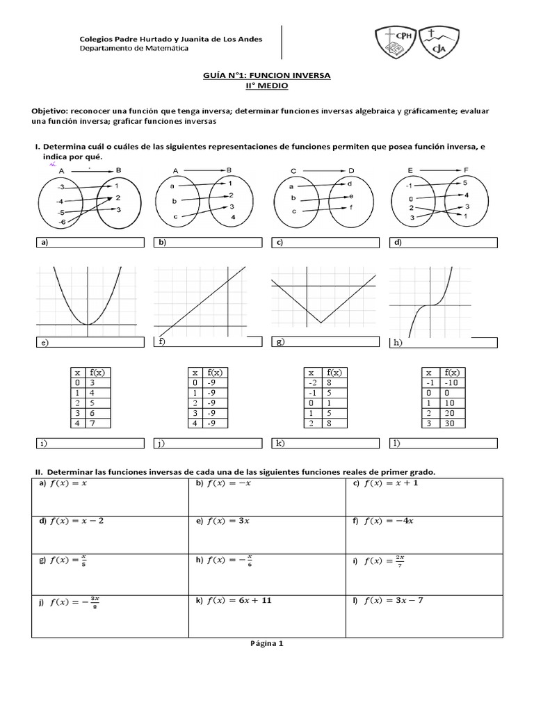 Copia de Guia 1 - Funcion Inversa | PDF | Función (Matemáticas ...