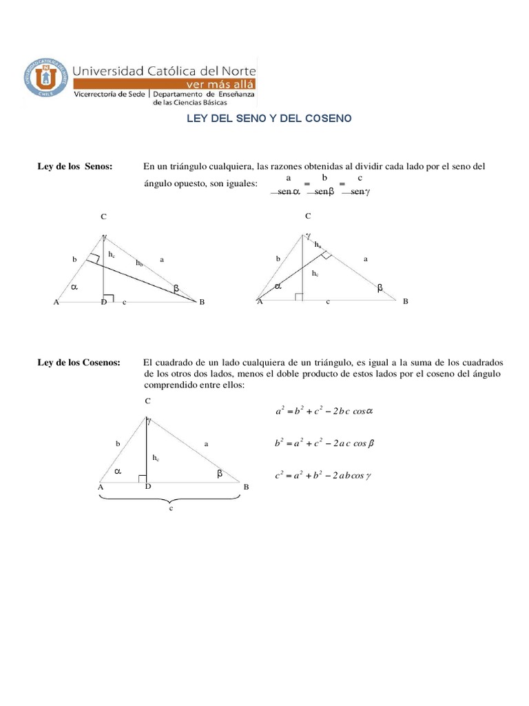 Aplicaciones de la Ley del Seno y Coseno | PDF