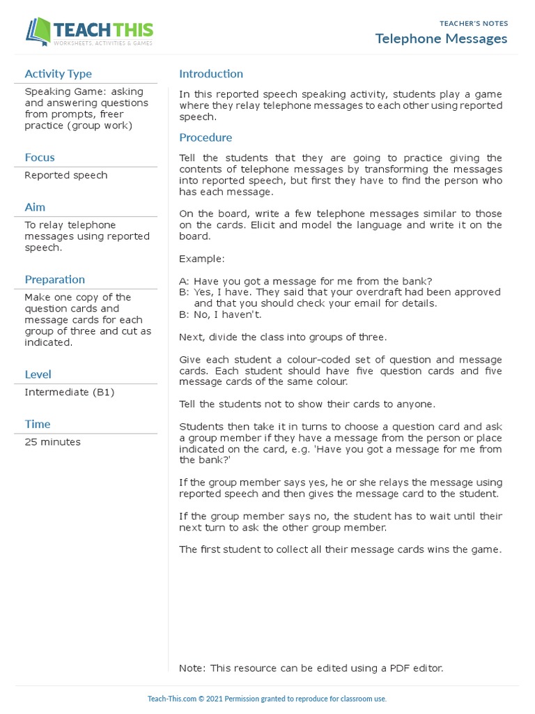 Telephone Messages | PDF