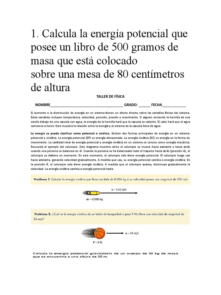 Energia Cinetica y Potencial Grado 10 | PDF