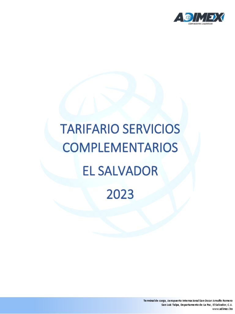 Tarifario Servicios Complementarios 2023 | PDF