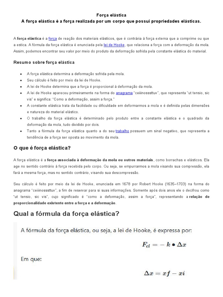 Força elástica_FÍSICA | PDF