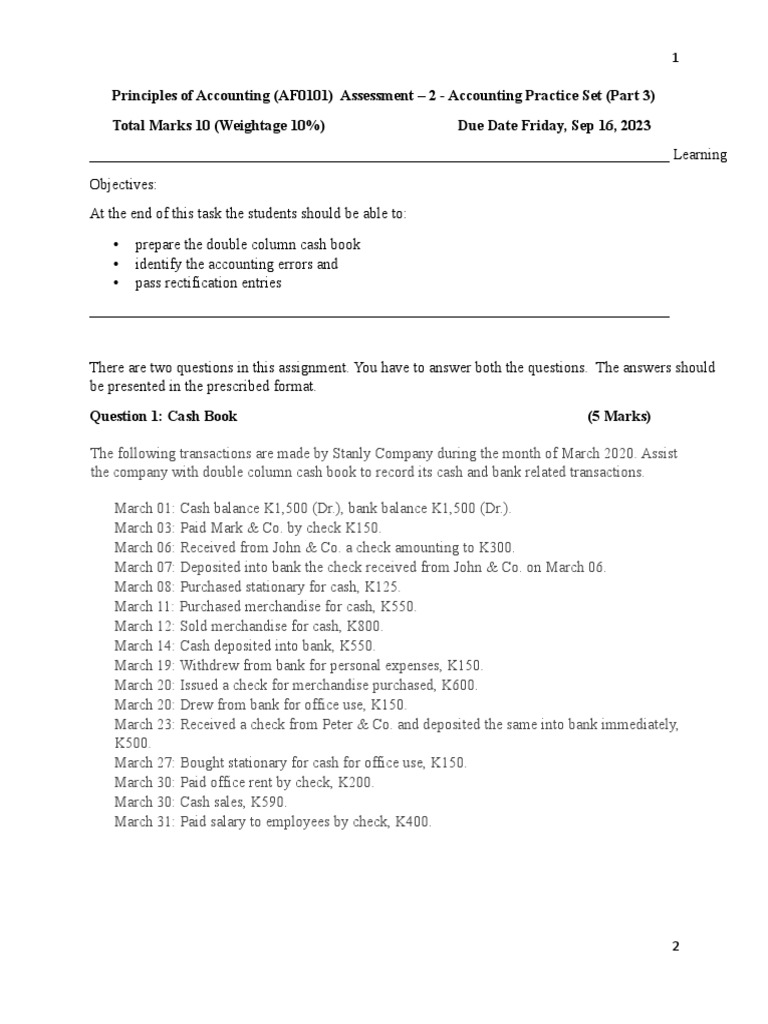 AF0101 - Assignment 2 (Part 3) S2 2023 | PDF | Cash | Banks AF0101 - Assignment 2 (Part 3) S2 2023 | PDF | Cash | Banks