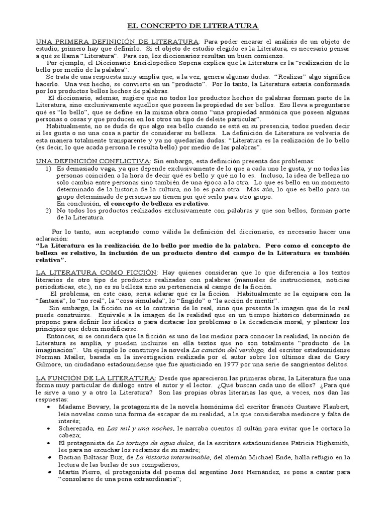El Concepto de Literatura | PDF | Poesía | Cuentos