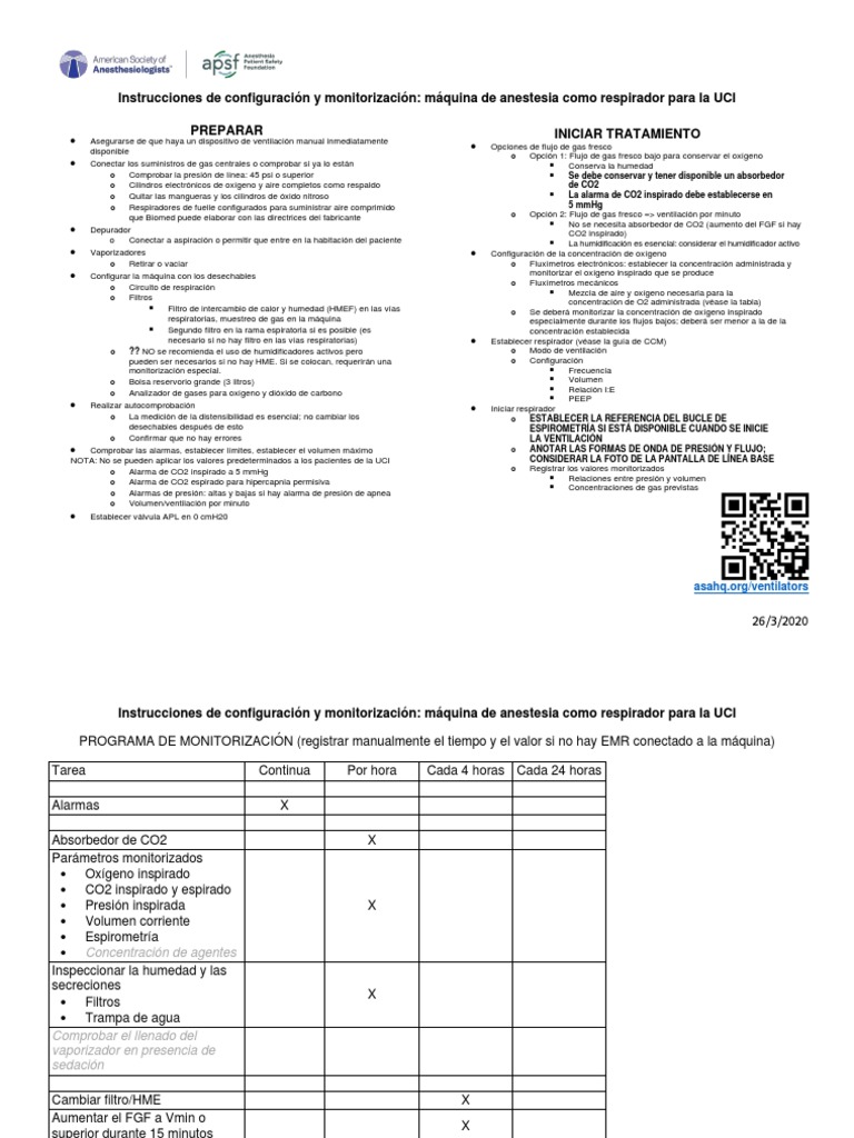 ES Setup and Monitoring Instructions Anesthesia Machine As An ICU ...