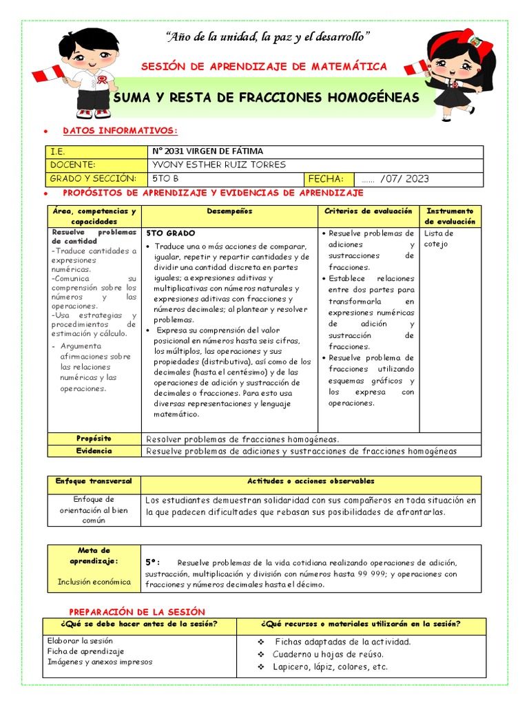 Matemática-Suma y Resta de Fracciones Homogéneas | PDF