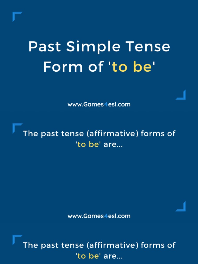 Verb To Be Past Simple Form | PDF