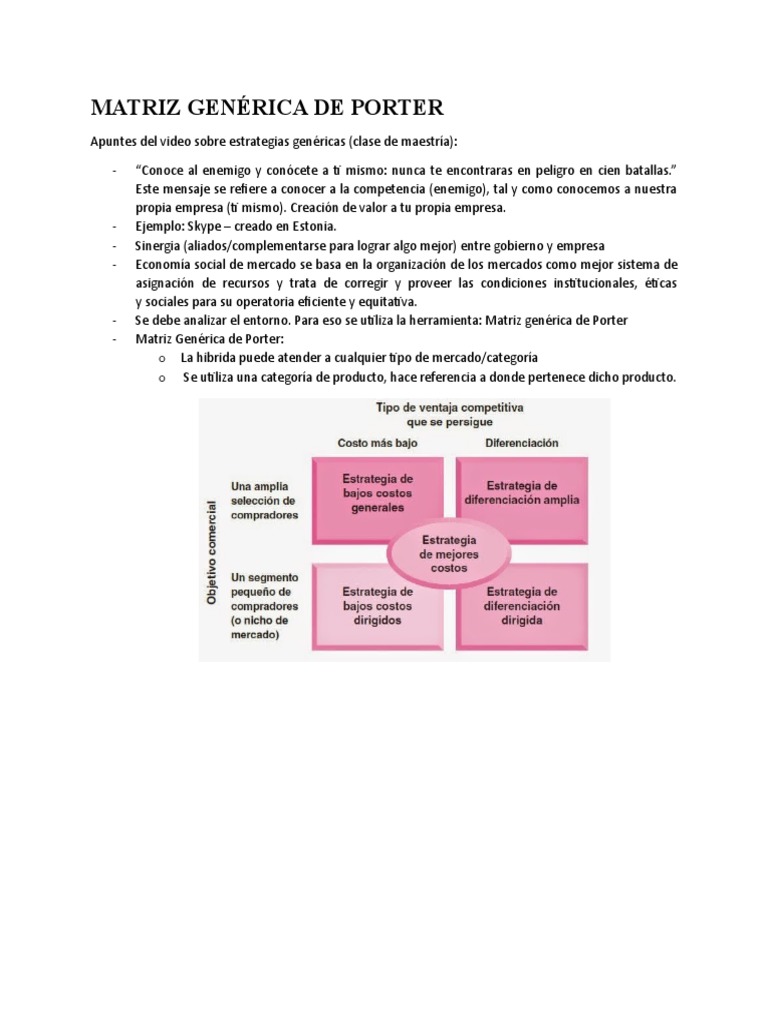 Matriz Generica de Porter | PDF