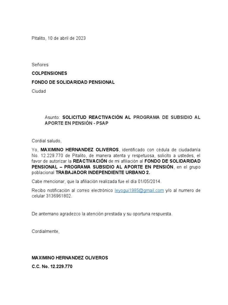 Carta Colpensiones | PDF Carta Colpensiones | PDF