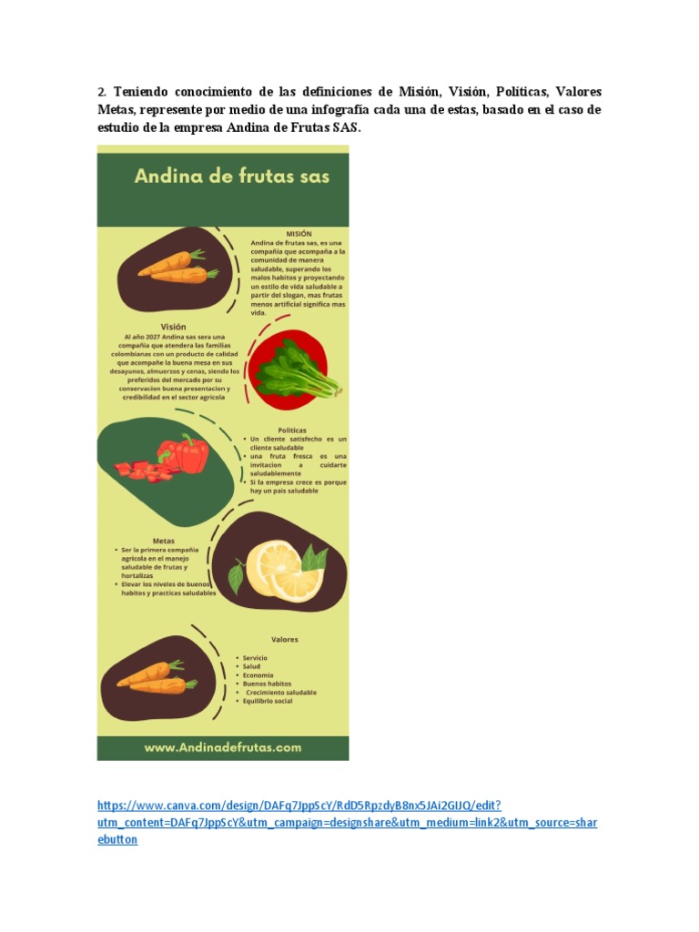 Infografía sobre Misión y Visión de Andina SAS | PDF