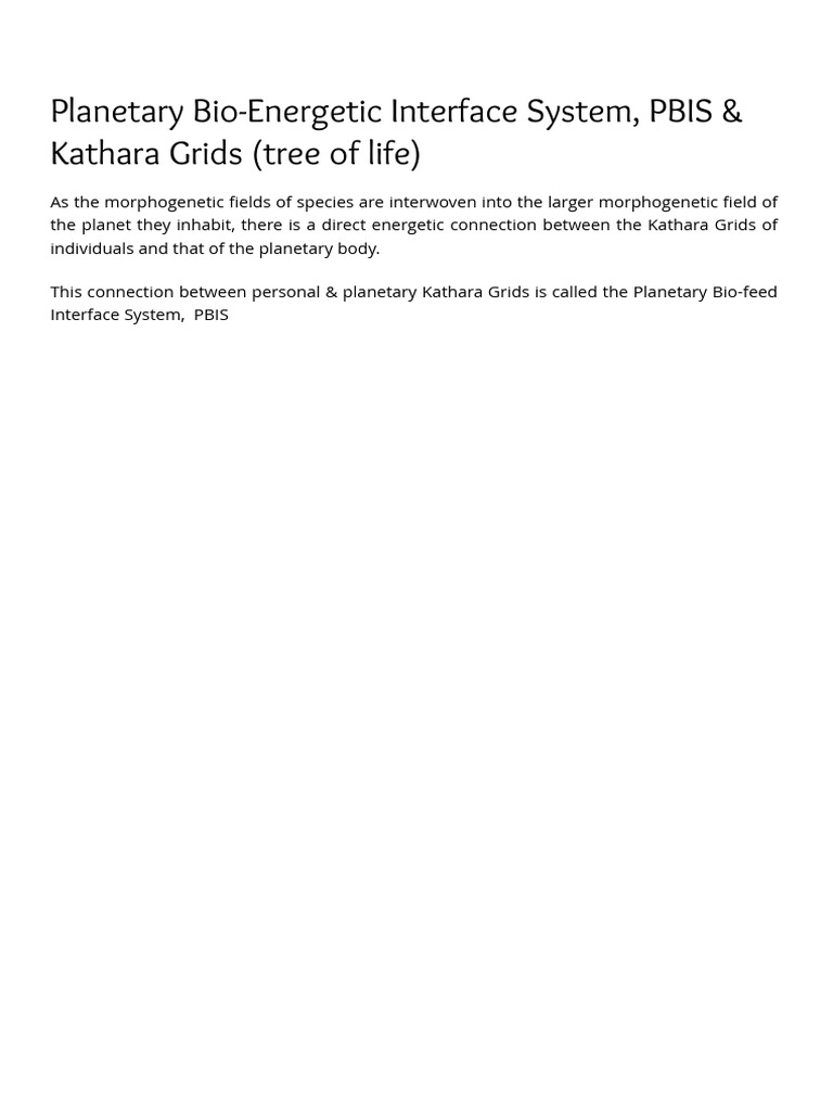 Planetary Bio-Energetic Interface System, PBIS & Kathara Grids (Tree o ...