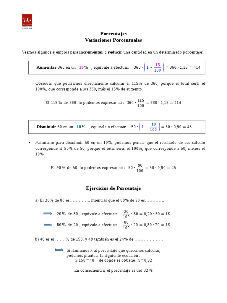 Ejercicios Resueltos de Porcentaje | PDF | Porcentaje