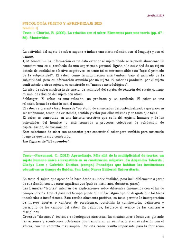 Resumen PSA 2023 | PDF